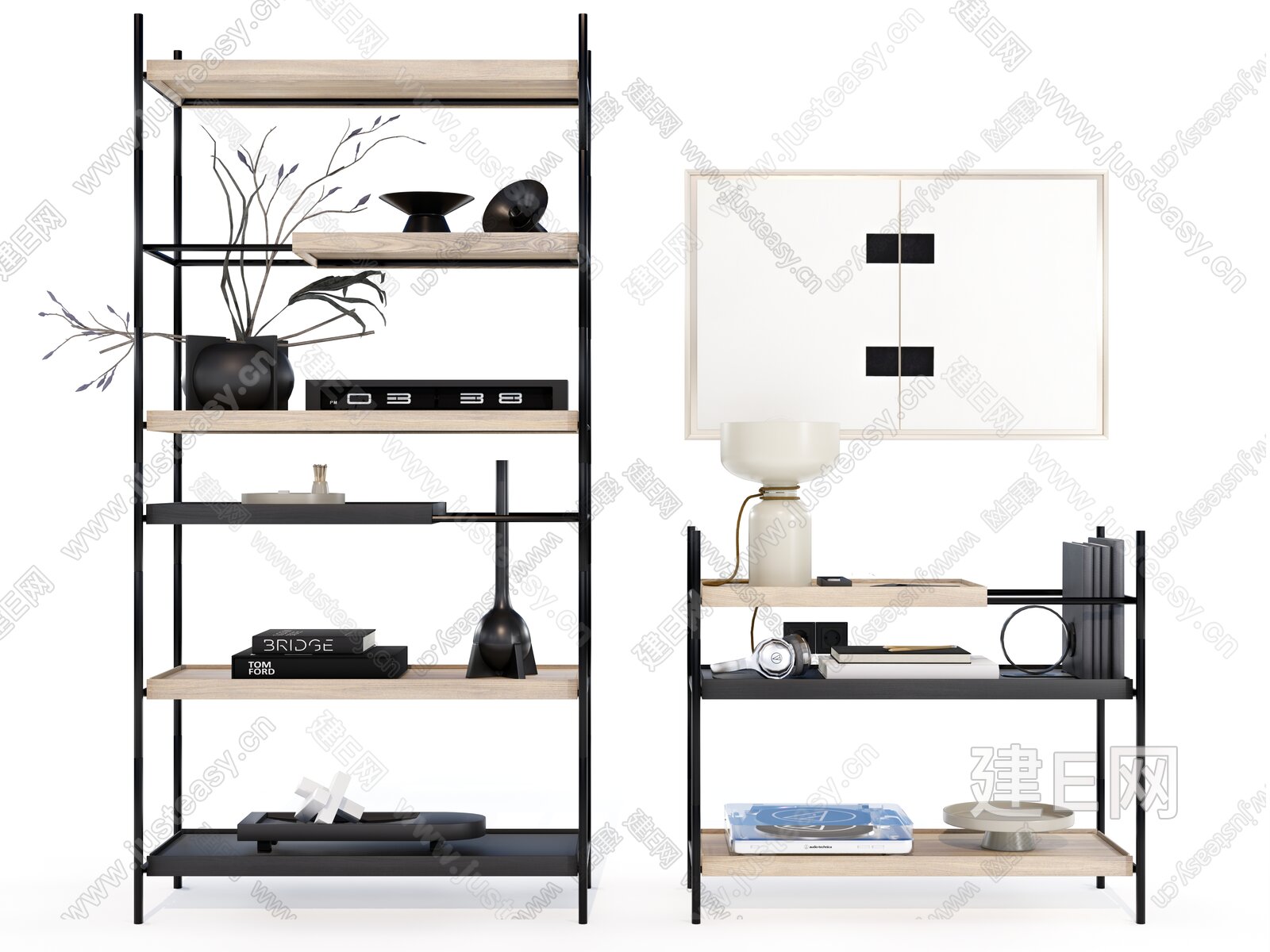 现代简约书架置物架模型SU模型下载[ID:111761305]_建e网su模型