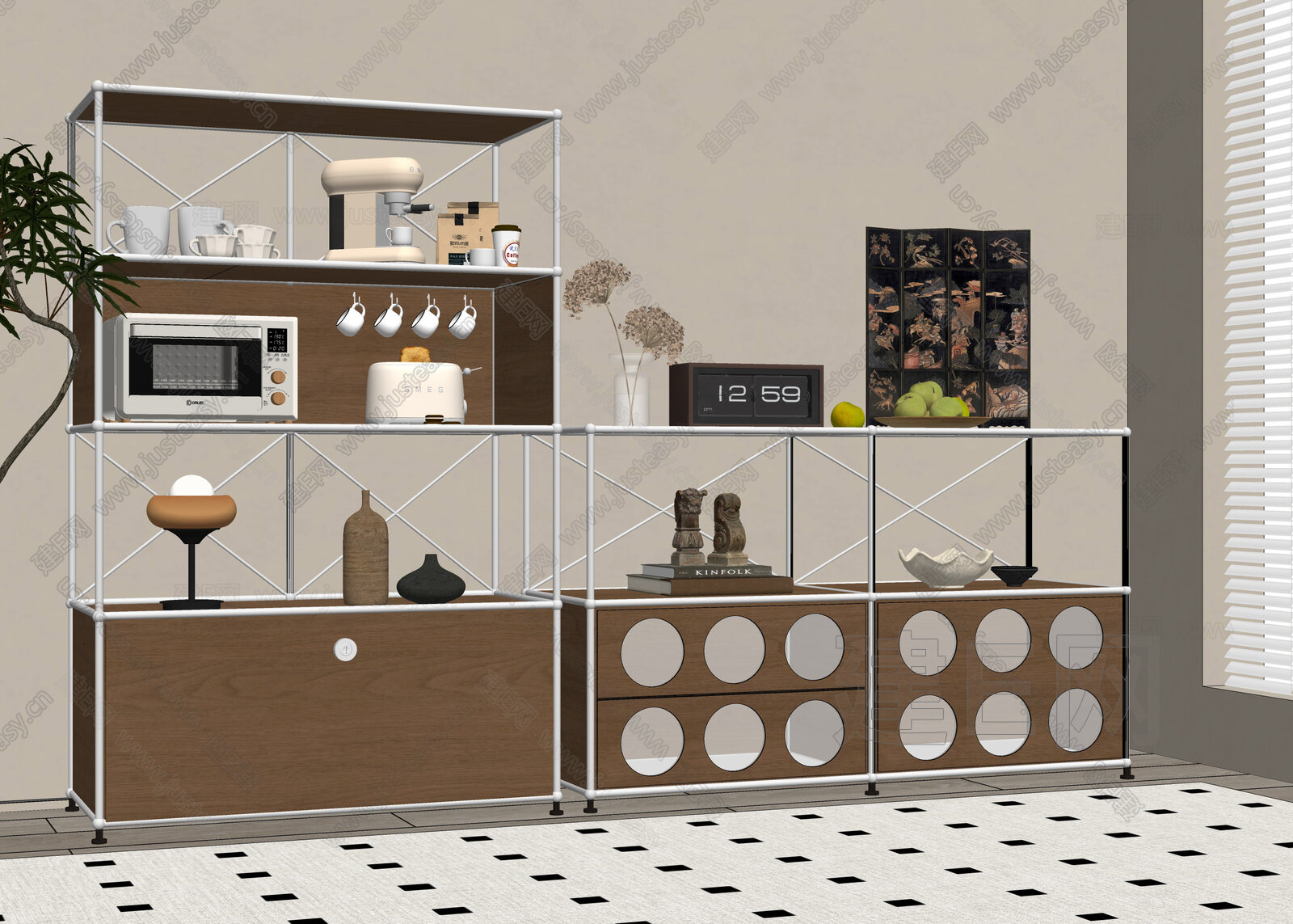 USM现代中古餐边柜 储物柜 装饰柜模型SU模型下载[ID:106977010]_建e网su模型