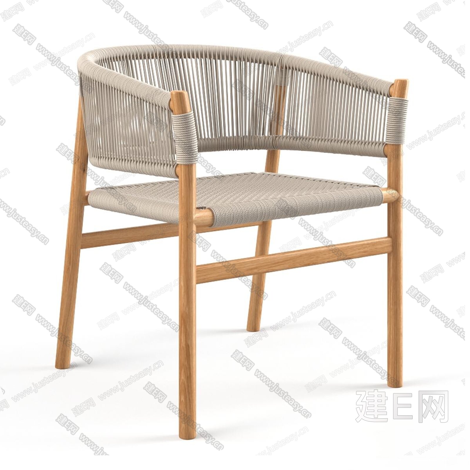 CO9 design 现代北欧单椅 原木餐椅 藤编餐椅 藤编户外椅模型SU模型下载[ID:107436176]_建e网su模型