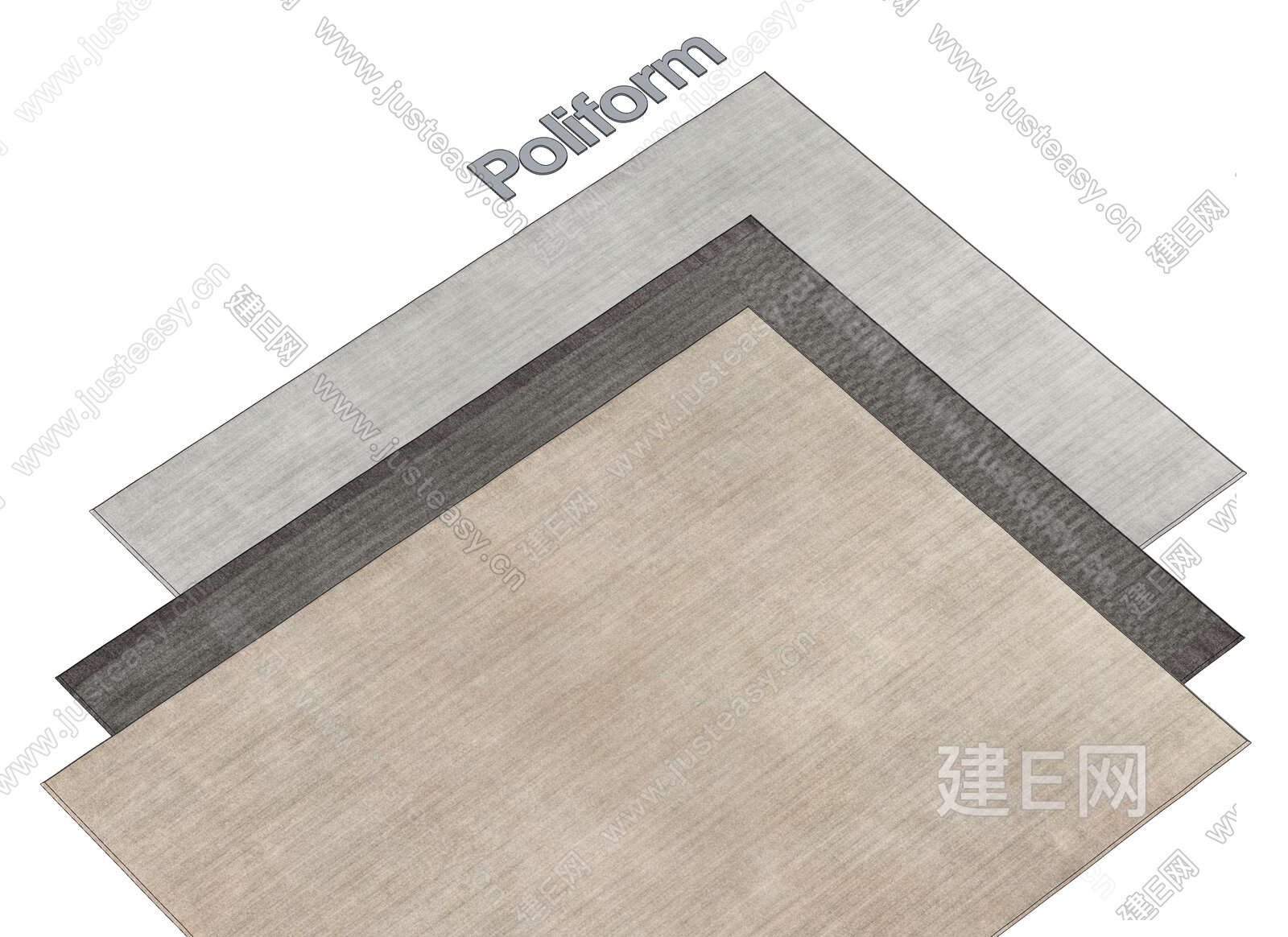 Poliform SHINDO 现代地毯 方形地毯 侘寂地毯模型SU模型下载[ID:107829477]_建e网su模型