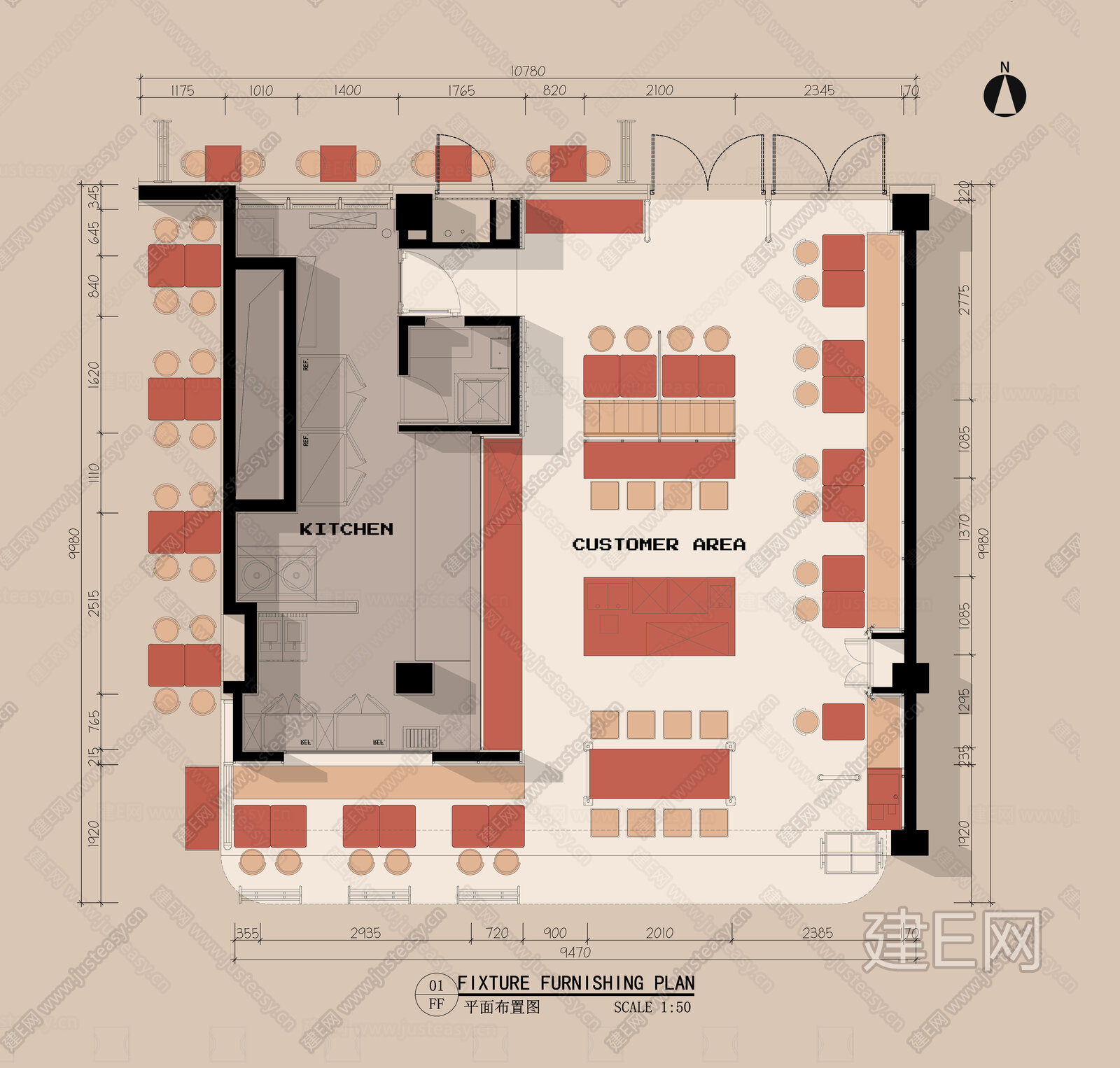 100平米大發越南粉快餐厅平面布置图施工图下载_施工图100平米大發越南粉快餐厅平面布置图下载_施工图100平米大發越南粉快餐厅平面布置图免费 ...