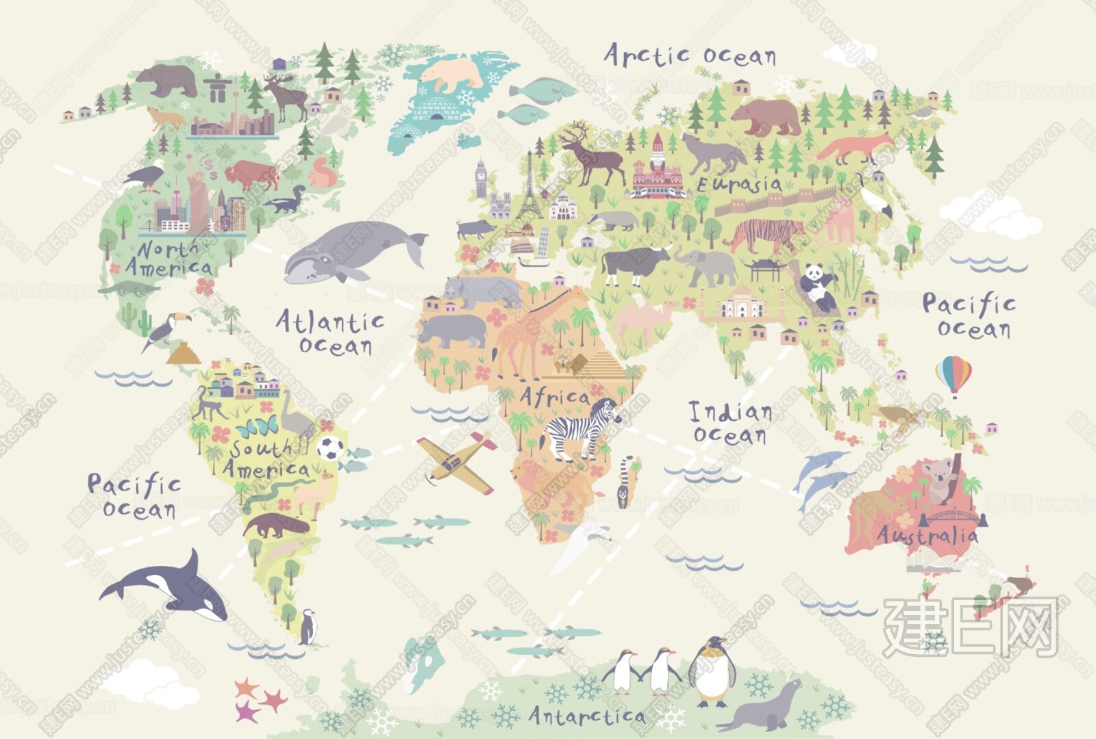 卡通世界地图壁纸3d贴图下载[ID:102776941]_建e贴图