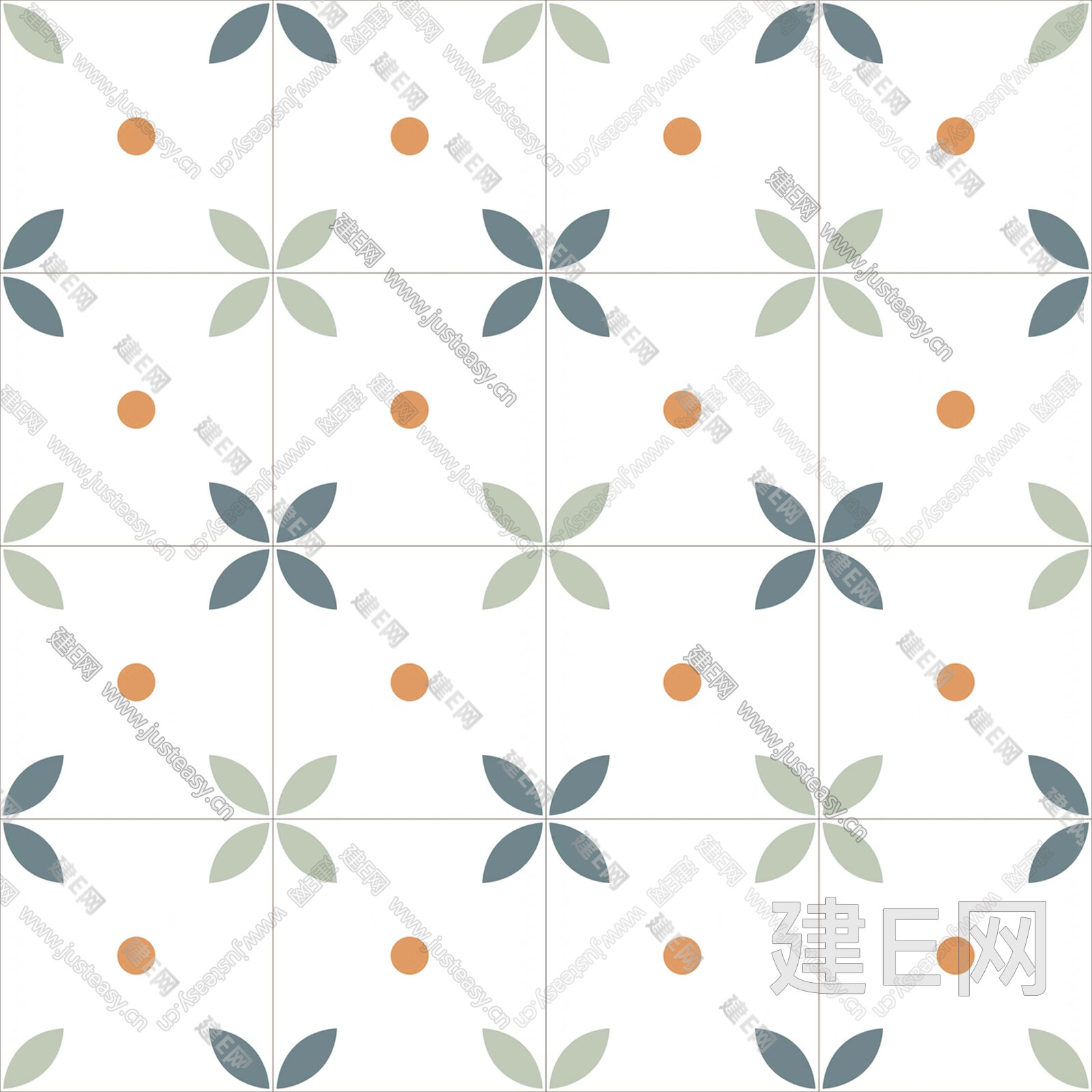 无缝蓝绿色小清新现代简约拼花瓷砖3d贴图下载[ID:115691224]_建e贴图