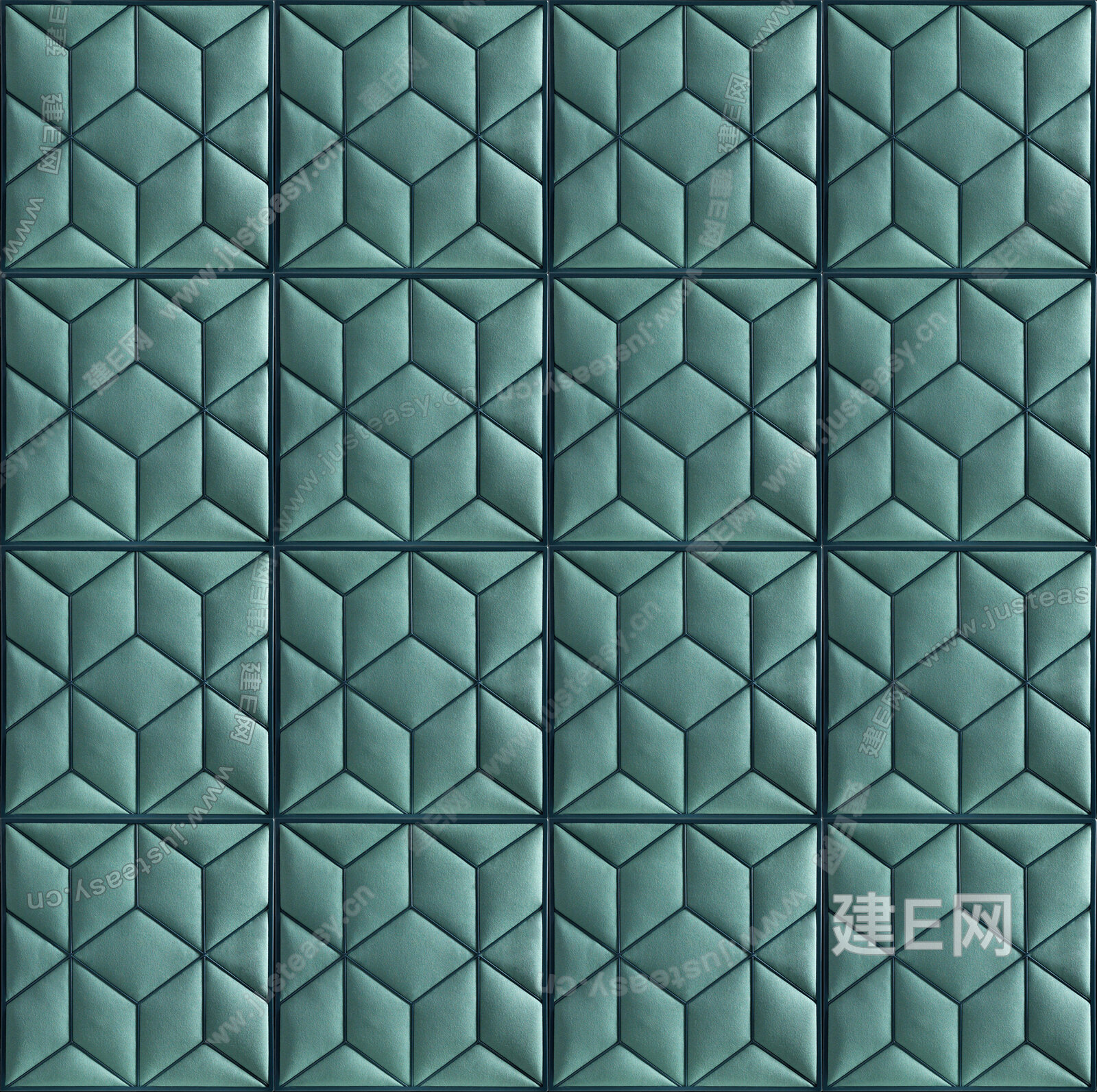 无缝蓝绿色几何纹理硬包3d贴图下载[ID:112086533]_建e贴图