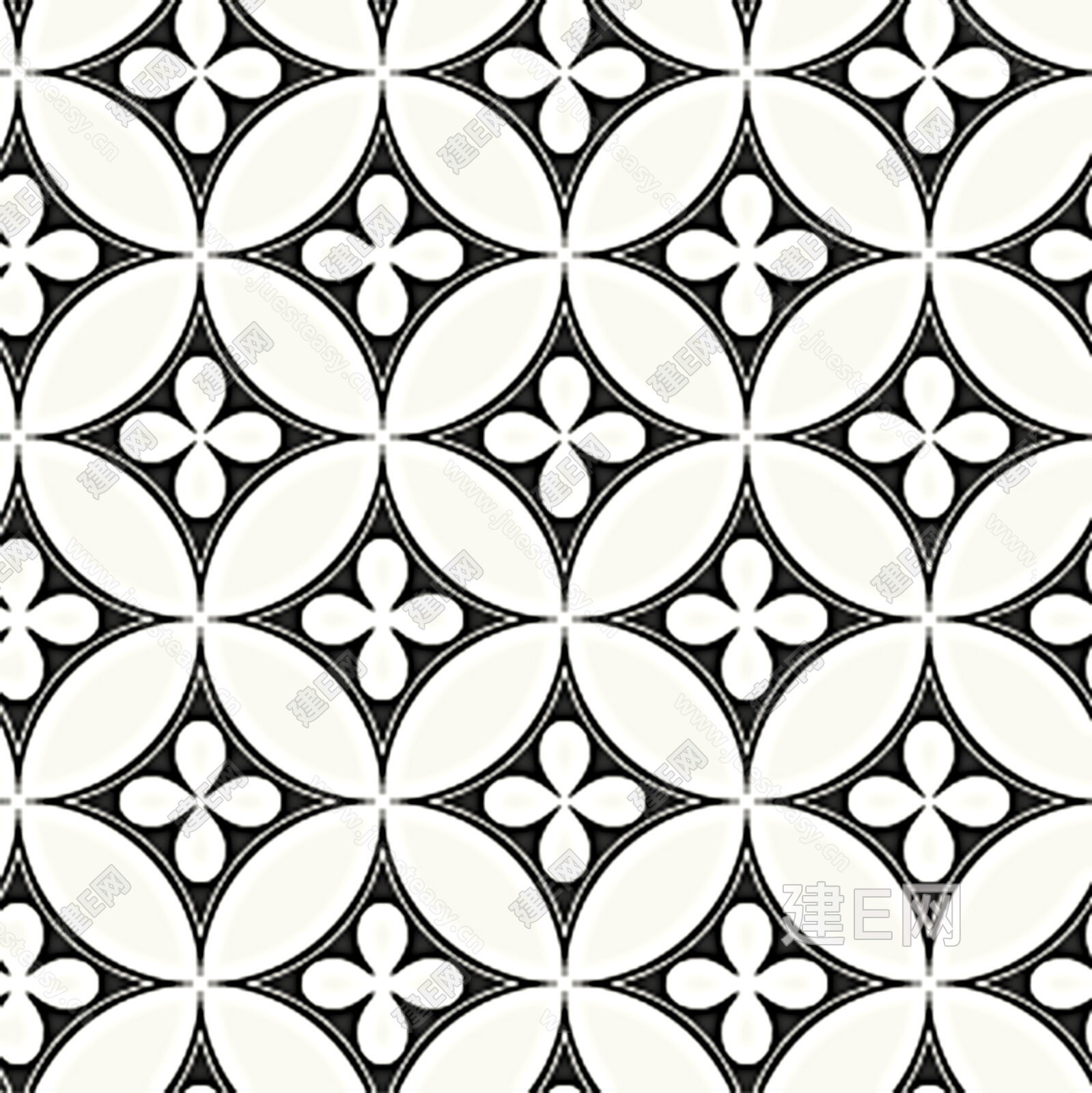 无缝黑白几何拼花瓷砖3d贴图下载[ID:107894904]_建e贴图