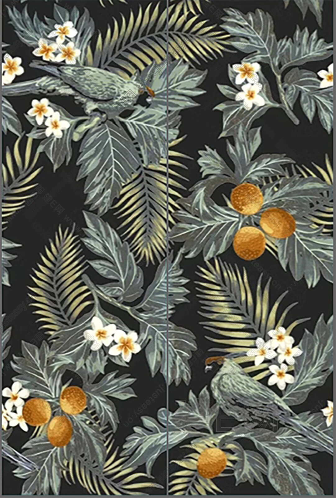 梵内法式复古植物花片墙砖3d贴图下载[ID:117267254]_建e贴图