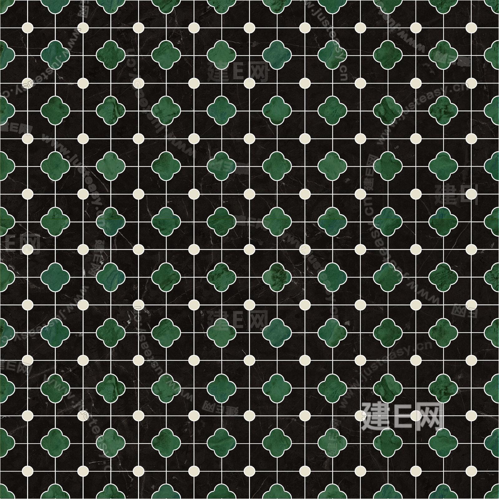 绿色水磨石黑色大理石双拼 无缝马赛克拼花 陶瓷砖3d贴图下载[ID:109206139]_建e贴图